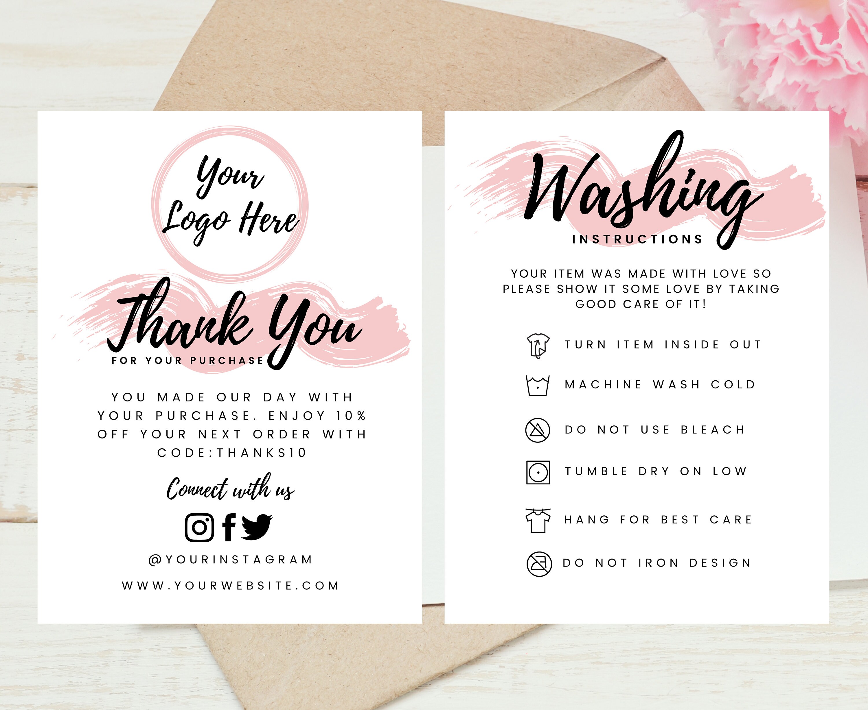 EDITABLE Washing Instructions Printable Washing Instructions - Etsy