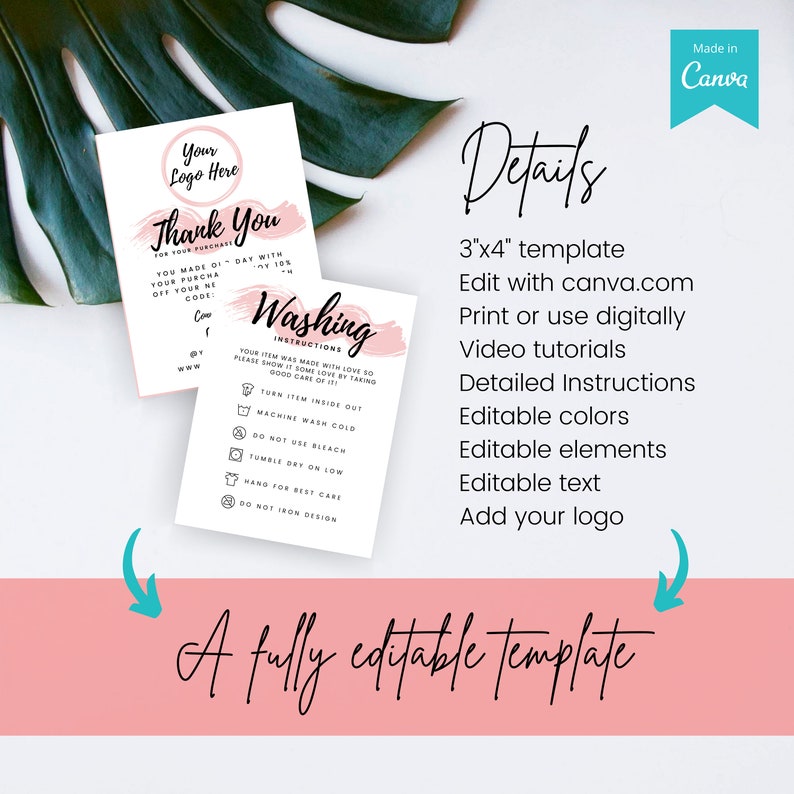 EDITABLE Washing Instructions Printable Washing Instructions - Etsy