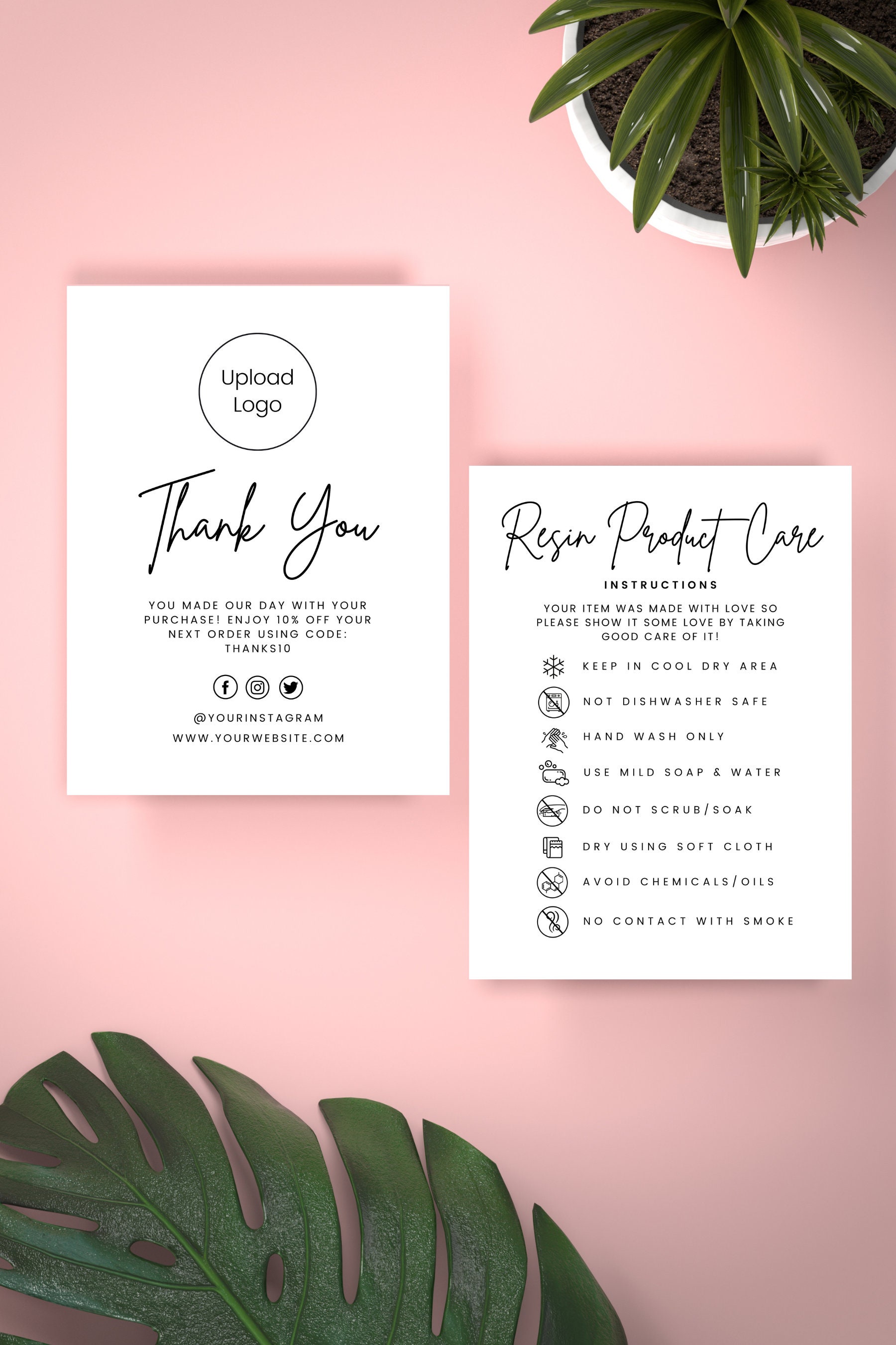 Resin Product Care Card Editable Resin Coasters Care - Etsy