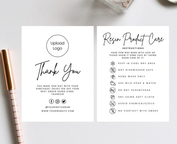 Resin Product Care Card Editable Resin Coasters Care - Etsy