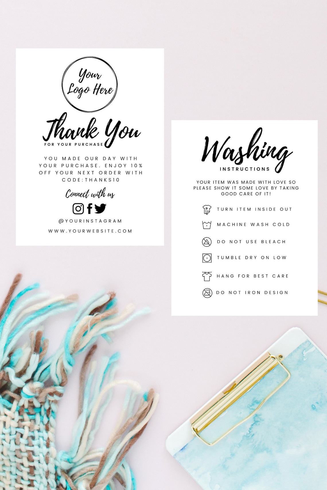 Editable Washing Instructions Printable Washing Instructions Card for ...