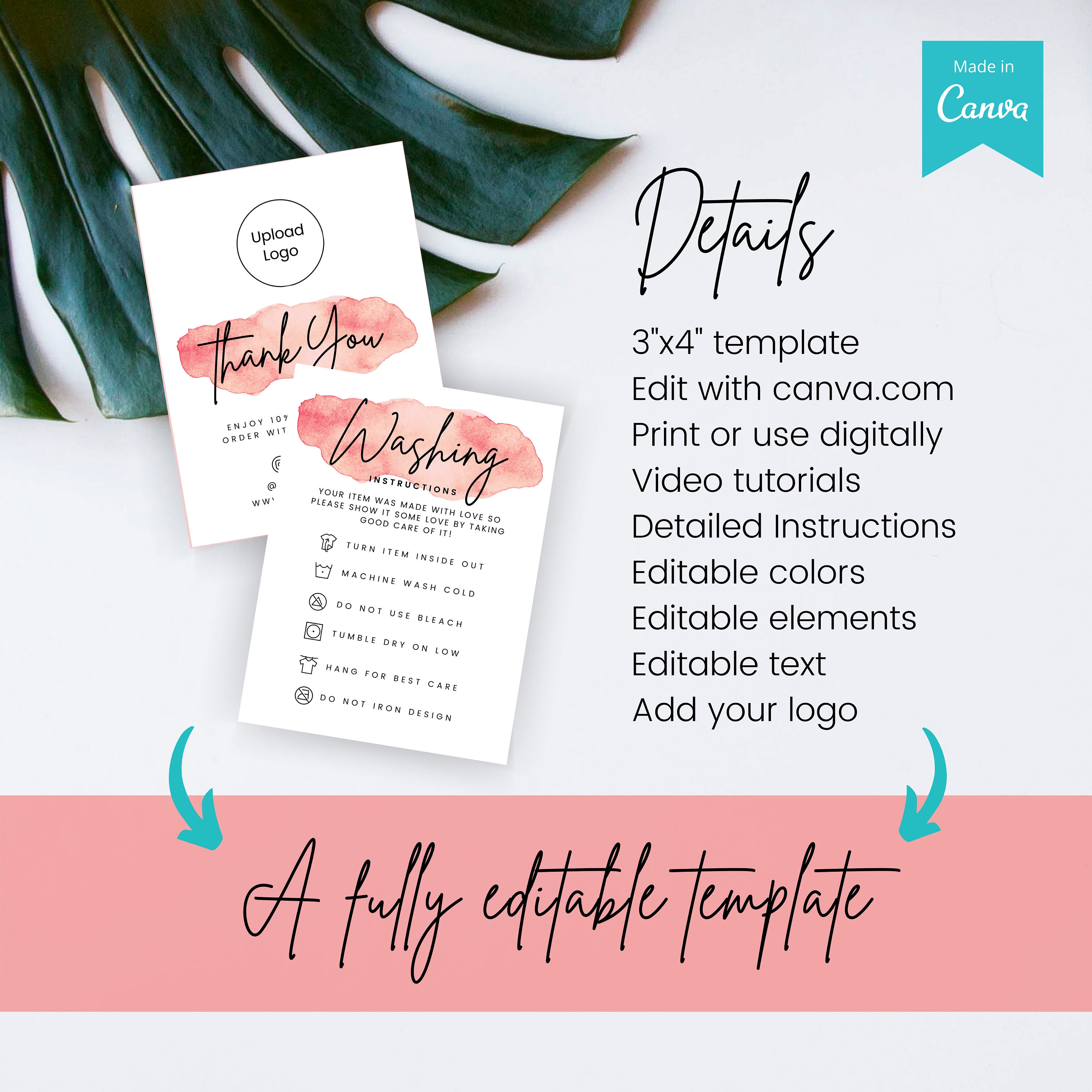 EDITABLE Washing Instructions Printable Washing Instructions - Etsy