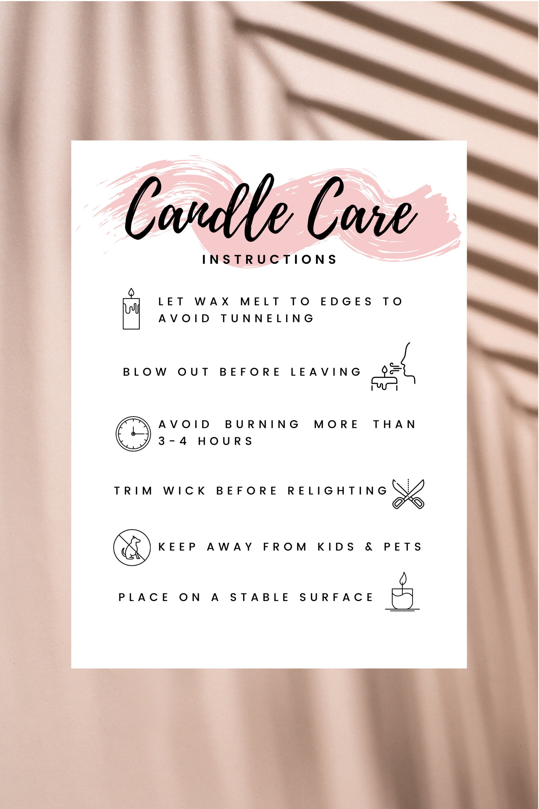 Editable Candle Care Card Printable Candle Care Template - Etsy Canada