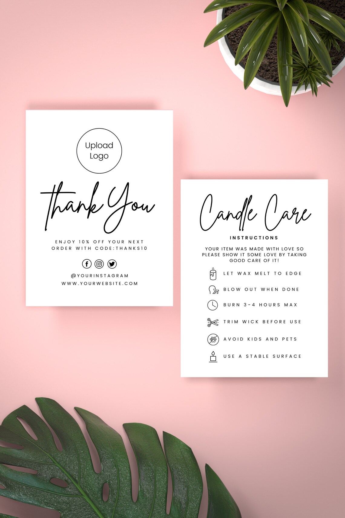Editable Candle Care Card Printable Candle Care Template | Etsy