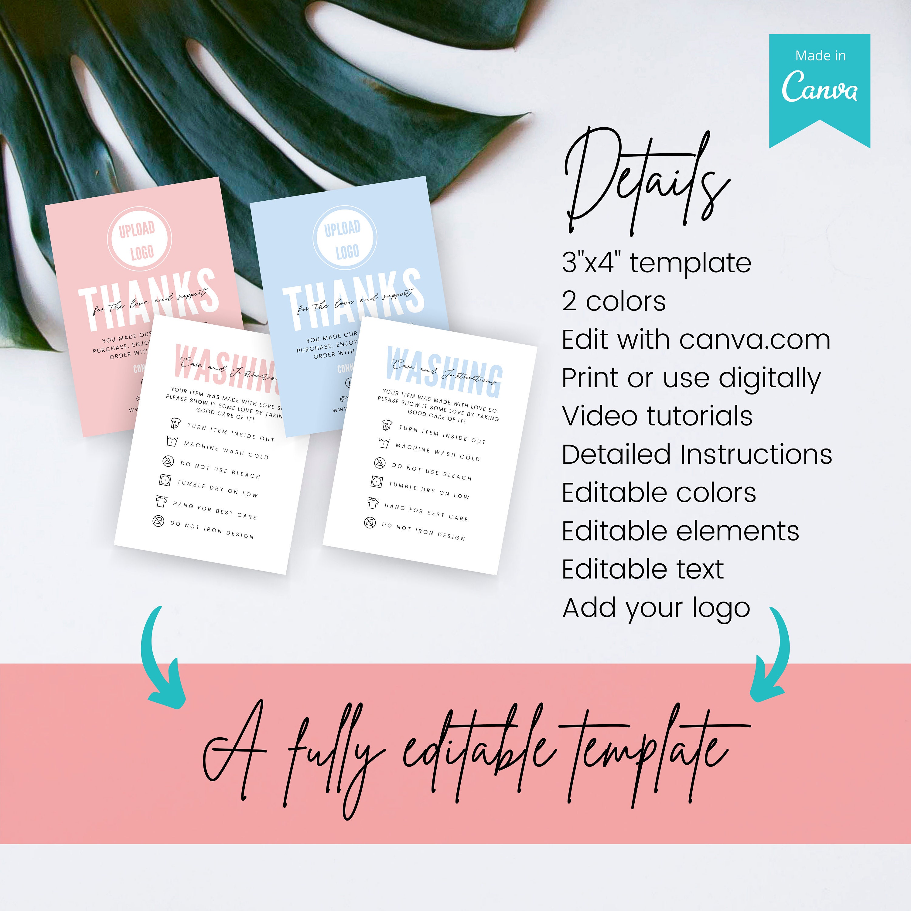 EDITABLE Washing Instructions Printable Washing Instructions - Etsy