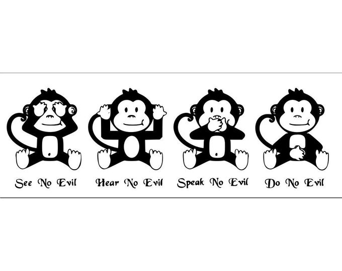 4 Wise Monkeys SVG - Etsy