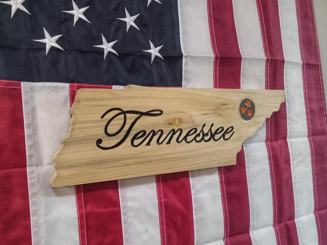Tennessee State Outline With Tristar and Script Tennessee Wood Art ...