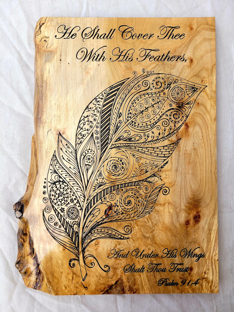 Mandala Feather With Psalm 91:4 Verse Digital SVG File for Engraving - Etsy