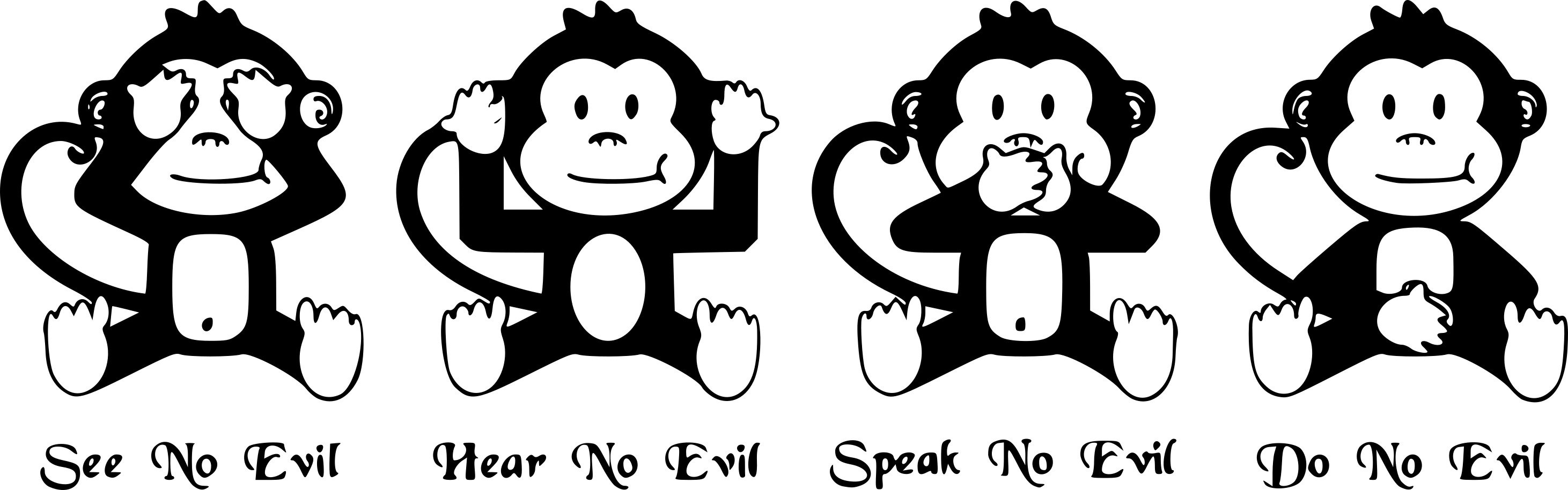 4 Wise Monkeys SVG - Etsy