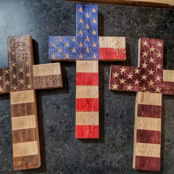 American Flag With Cross Cnc File - Etsy
