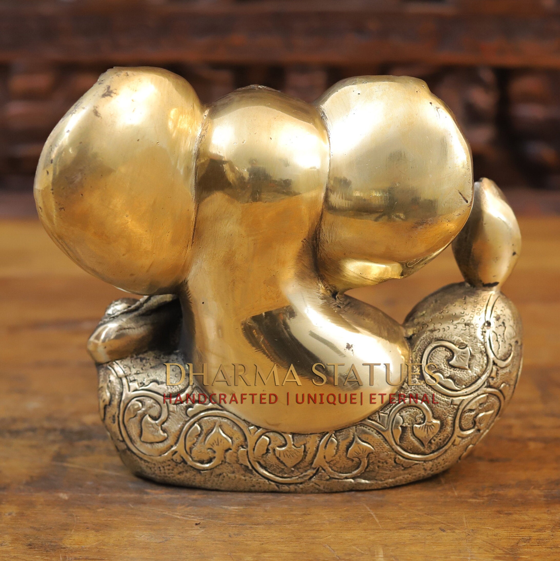 Brass Modern Resting Ganesha With Mushak Raj mouse Glazing - Etsy