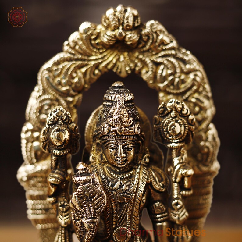 Brass Lord Vishnu - Gold Finish-small Size & Beautiful Statue - Best of ...