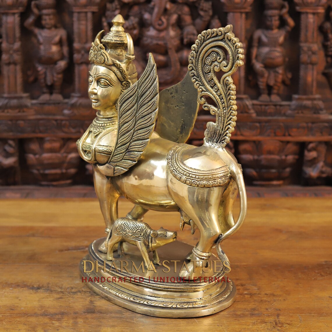 Brass Kamdhenu Cow & Calf goddess Surabhi Revered for Success - Etsy