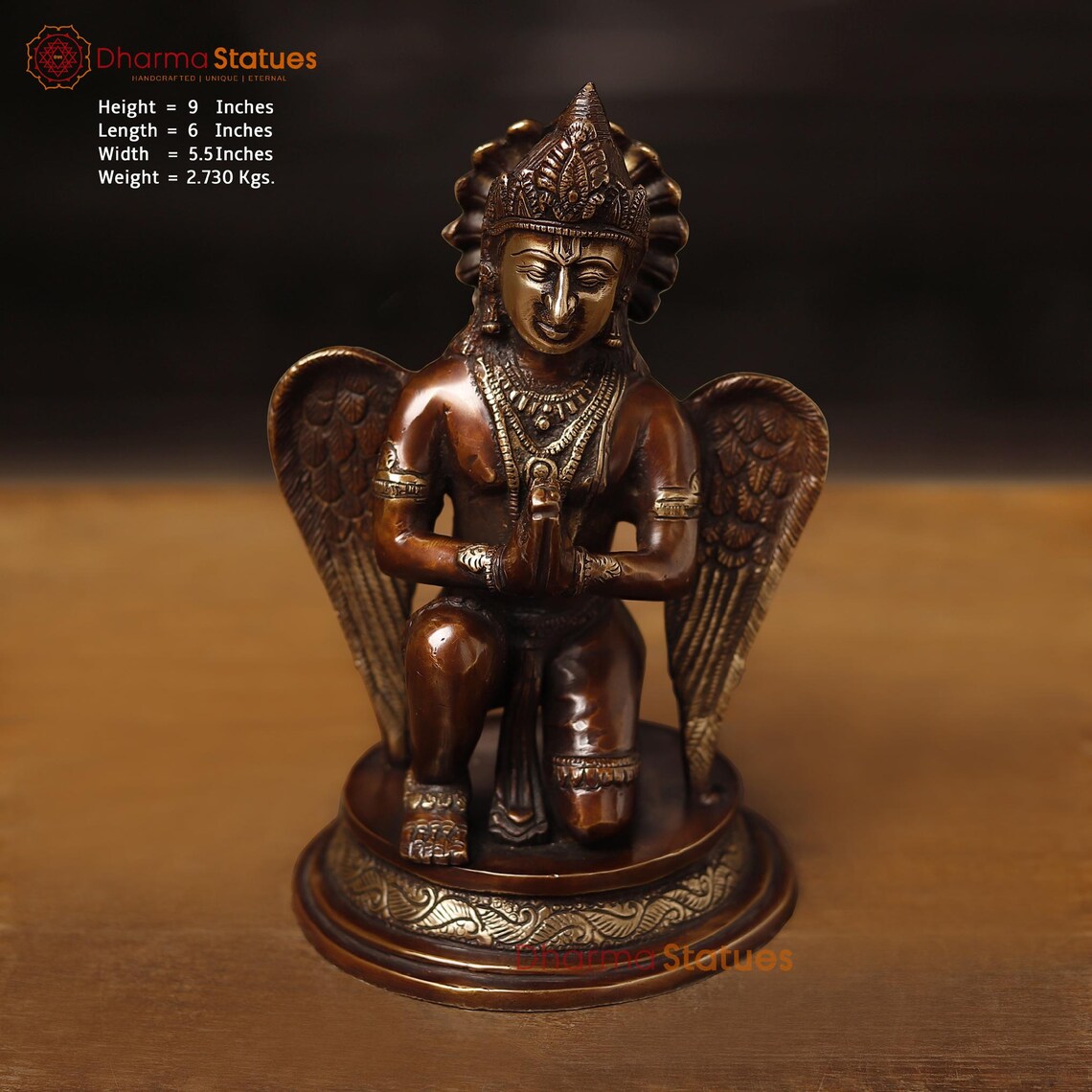 Brass Garun the Vehicle of Lord Vishnu - Gold and Copper Finish-big ...