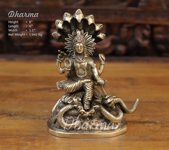 Brass Vishnu Resting on a Snake in Golden Finish - Etsy