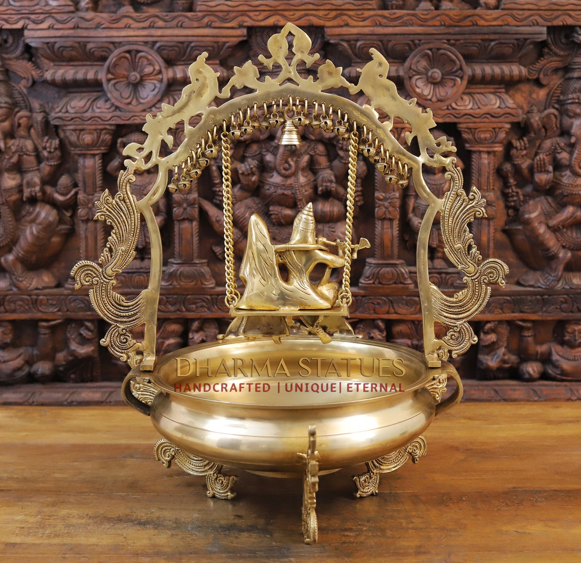 Brass Radha Krishna Jhoola Urli | Etsy