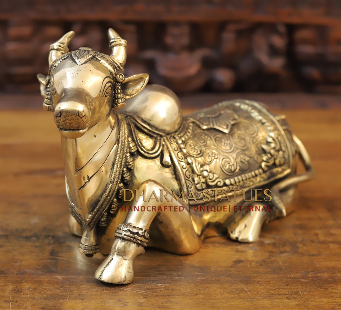 Brass Resting Nandi Bull (vehicle and Messenger of Lord Shiva) - Nepal ...