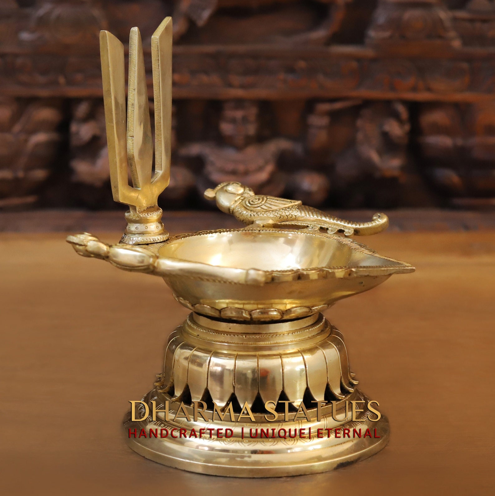 Brass Lotus Shankhya Chakra Vishnu Lamps set of 3 Oil Lamps | Etsy