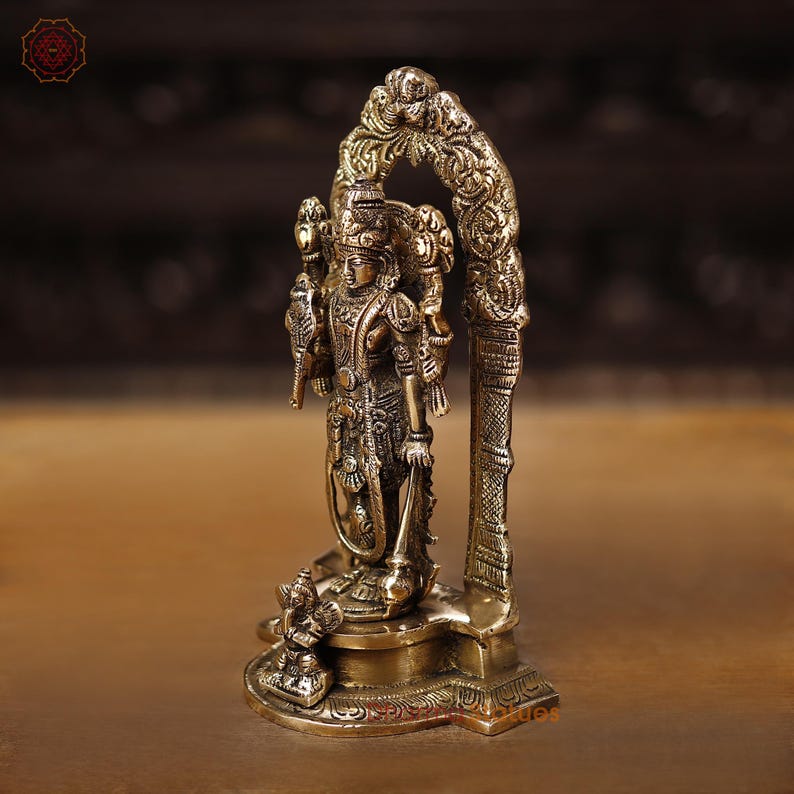 Brass Lord Vishnu - Gold Finish-small Size & Beautiful Statue - Best of ...