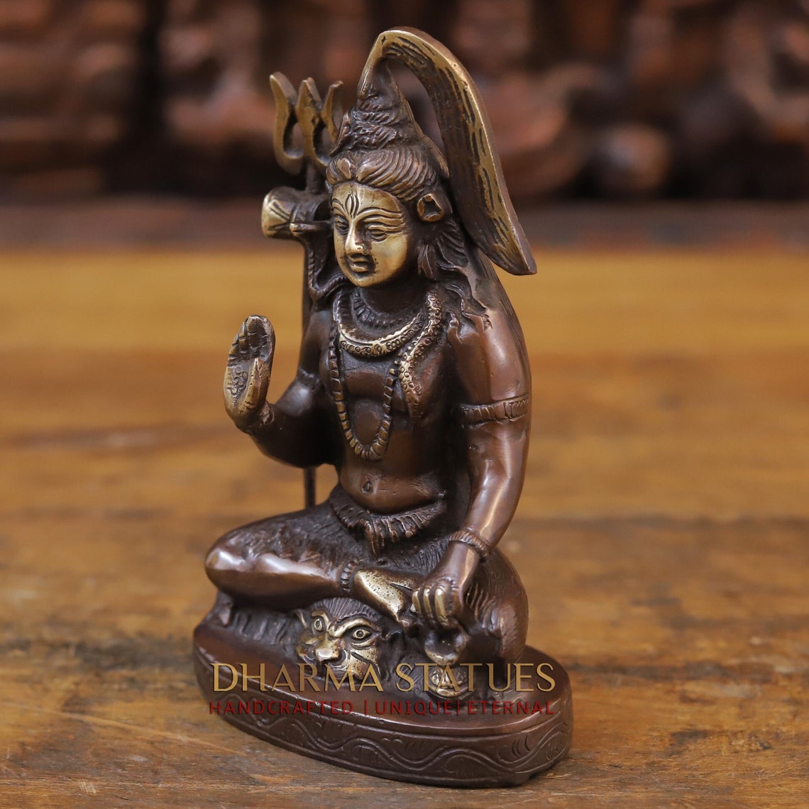 Brass Shambu Narayana (lord Shiva) Sitting on a Lion Head Platform ...