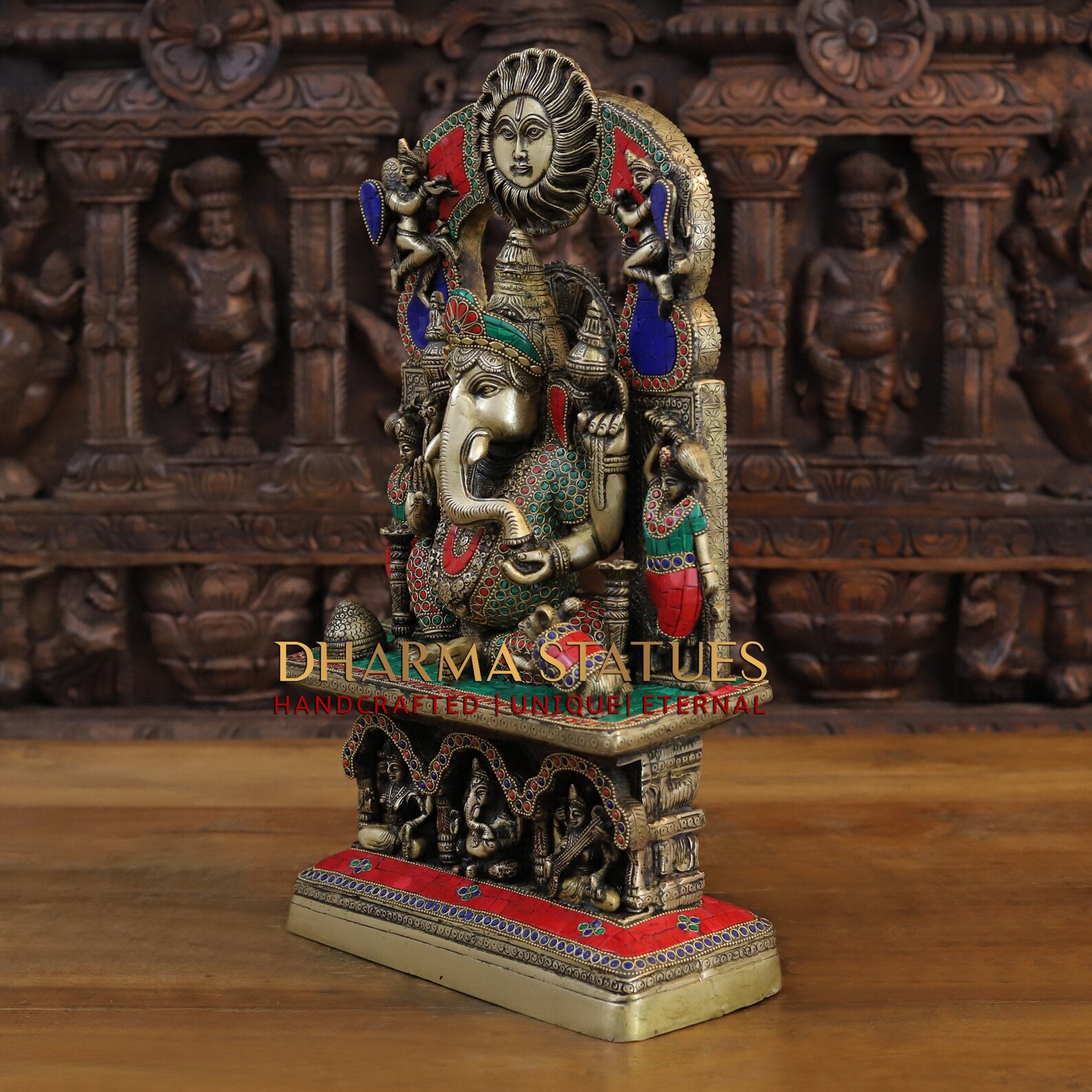 Brass Veda Ganesha with Surya Chakra-Indra & Vayu Deva | Etsy