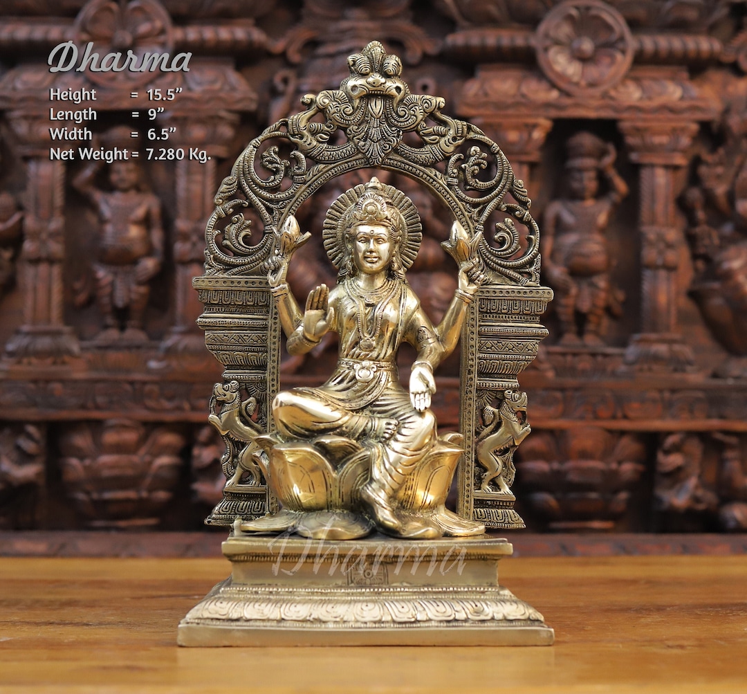 Brass Yaksha Frame Lakshmi on a Lotus Petal - South Indian Make - Only ...
