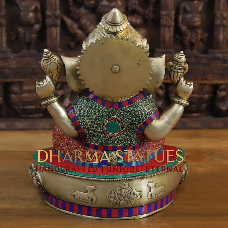 Brass Aasana Ganpati (ganesha) in Detailed Semi Precious High Detailed ...