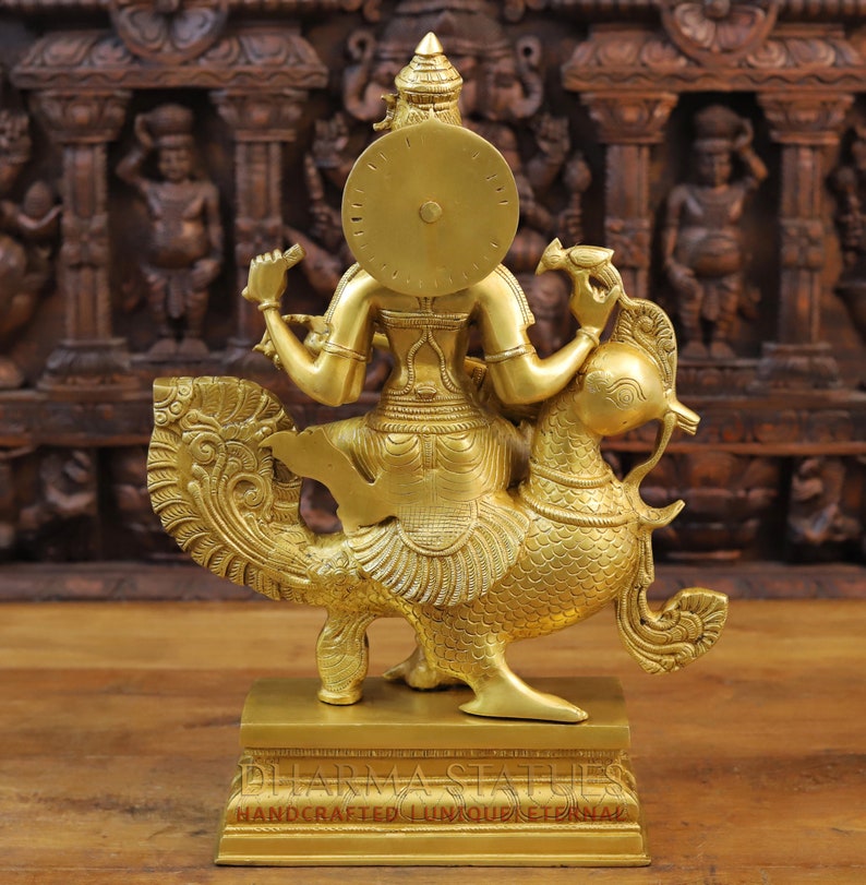 Brass Rare Swan Veena Divya Saraswati (goddess of Talent) in Matte Gold ...