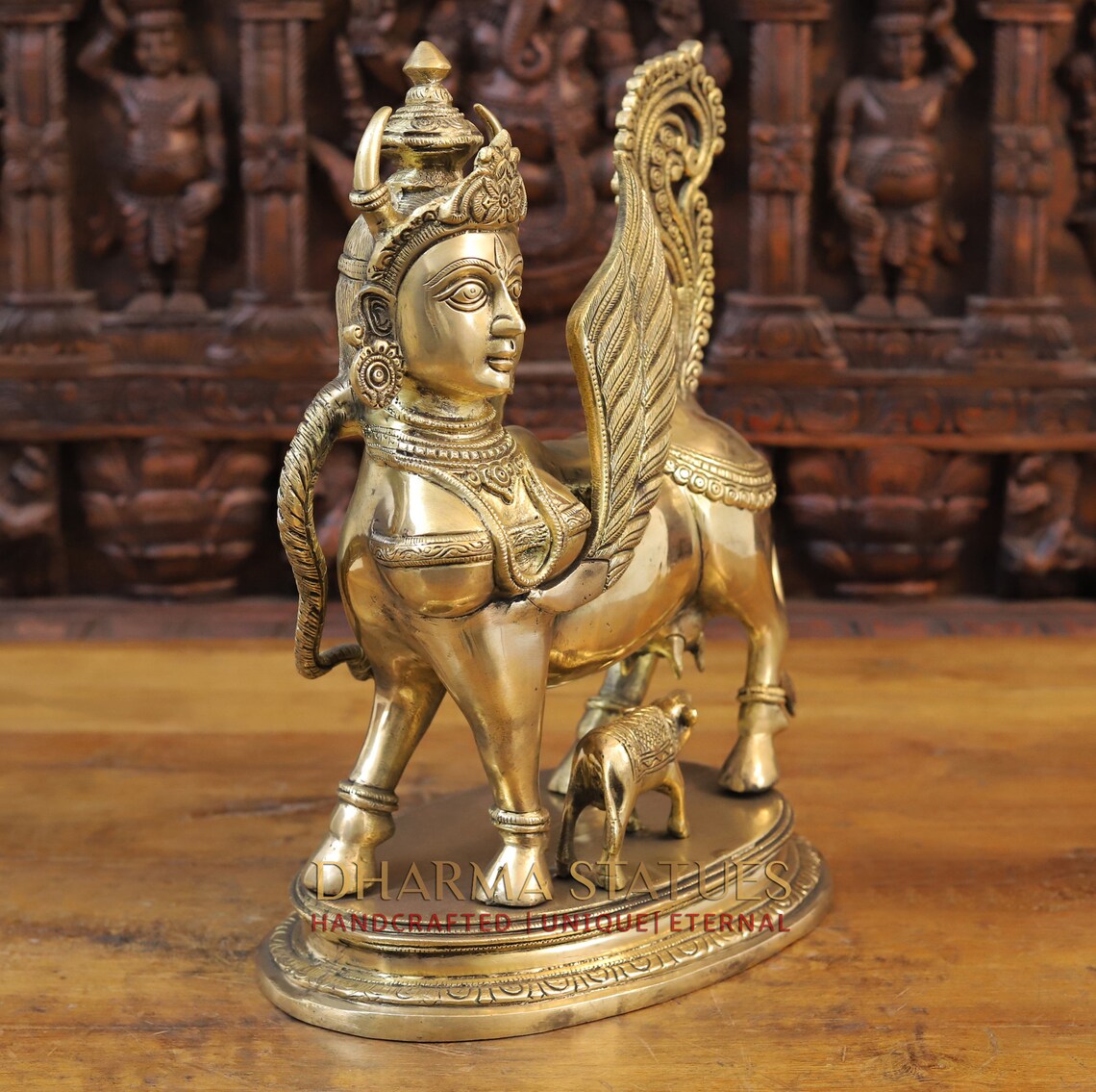 Brass Kamdhenu Cow & Calf goddess Surabhi Revered for Success - Etsy