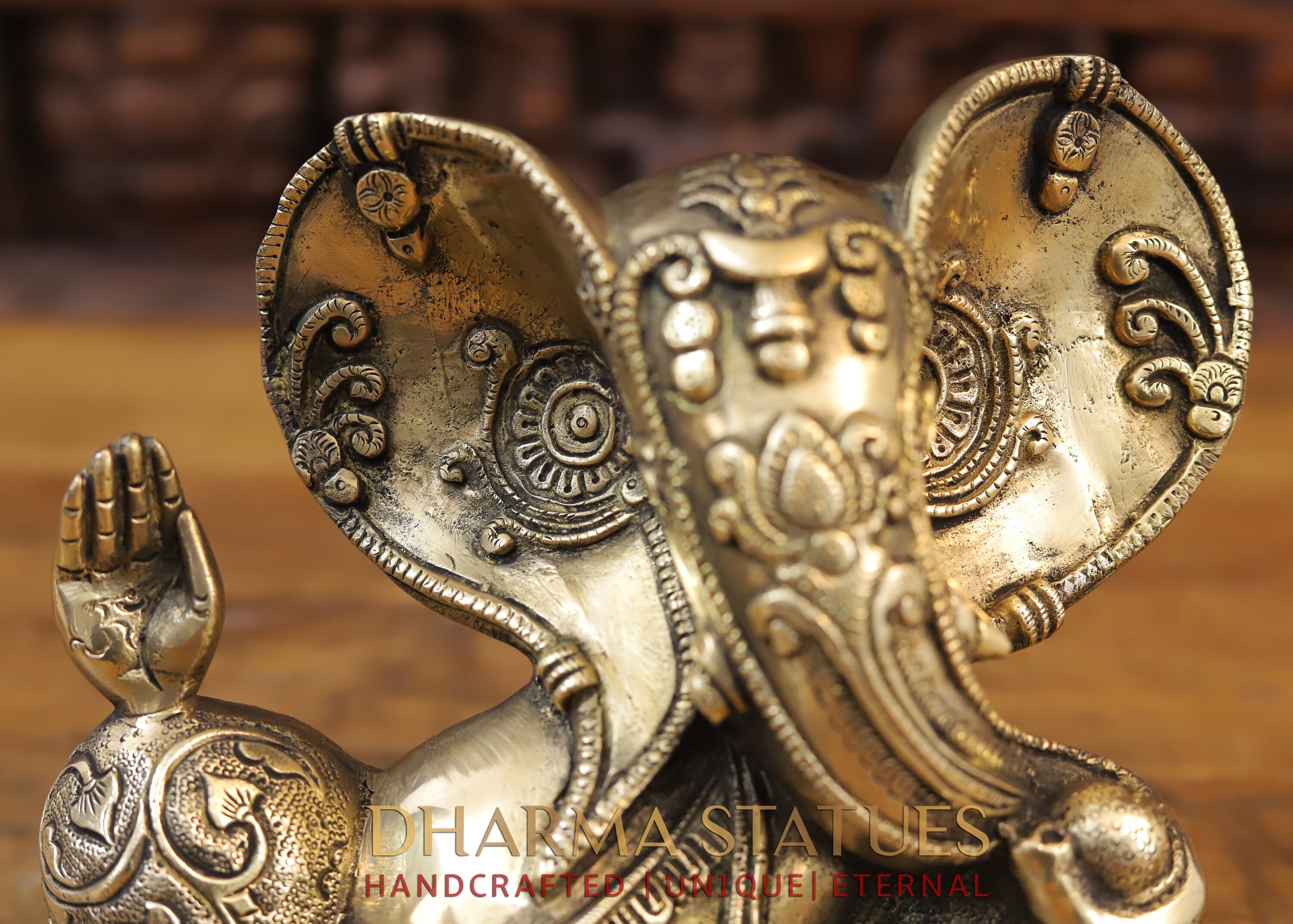 Brass Modern Resting Ganesha With Mushak Raj mouse Glazing - Etsy