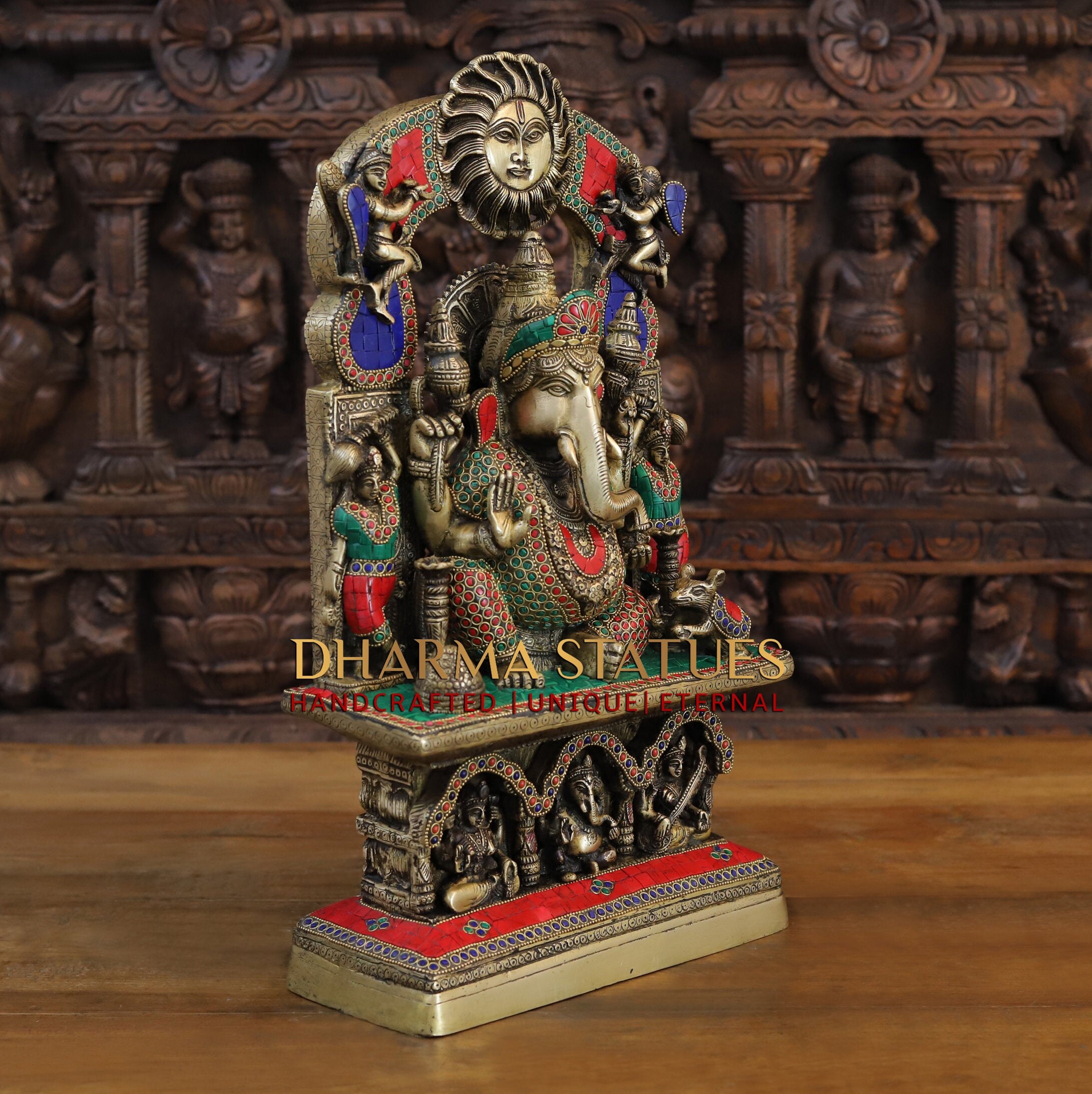 Brass Veda Ganesha with Surya Chakra-Indra & Vayu Deva | Etsy