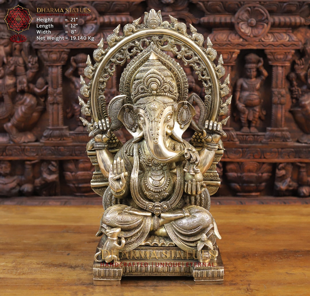 Brass Mushak (mouse) Throne Ganesha in High Detailed Features and ...