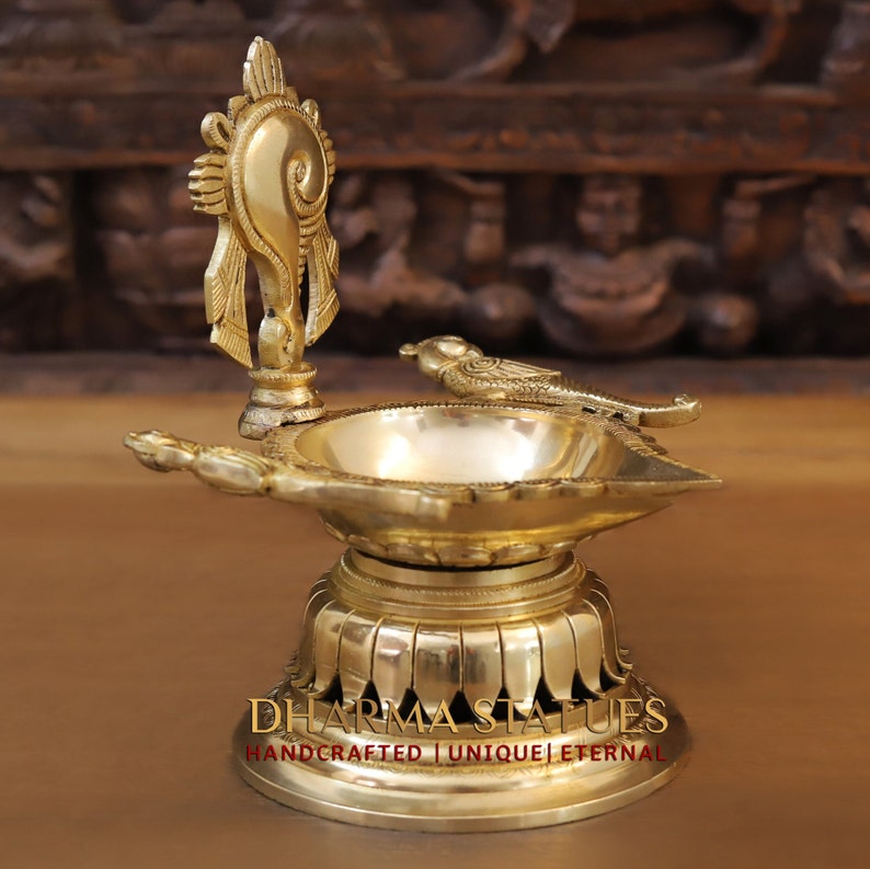 Brass Lotus Shankhya Chakra Vishnu Lamps set of 3 Oil Lamps | Etsy