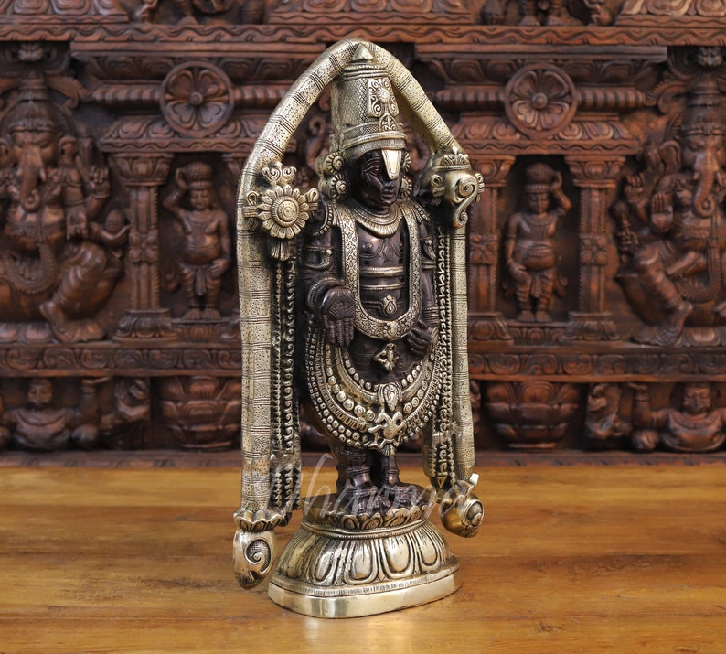 Brass Ashirwadam Tirupati Balaji With Shankya Lamps for Complete ...