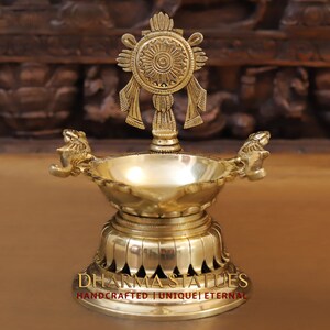 Brass Lotus Shankhya Chakra Vishnu Lamps (set of 3) Oil Lamps (diyas ...