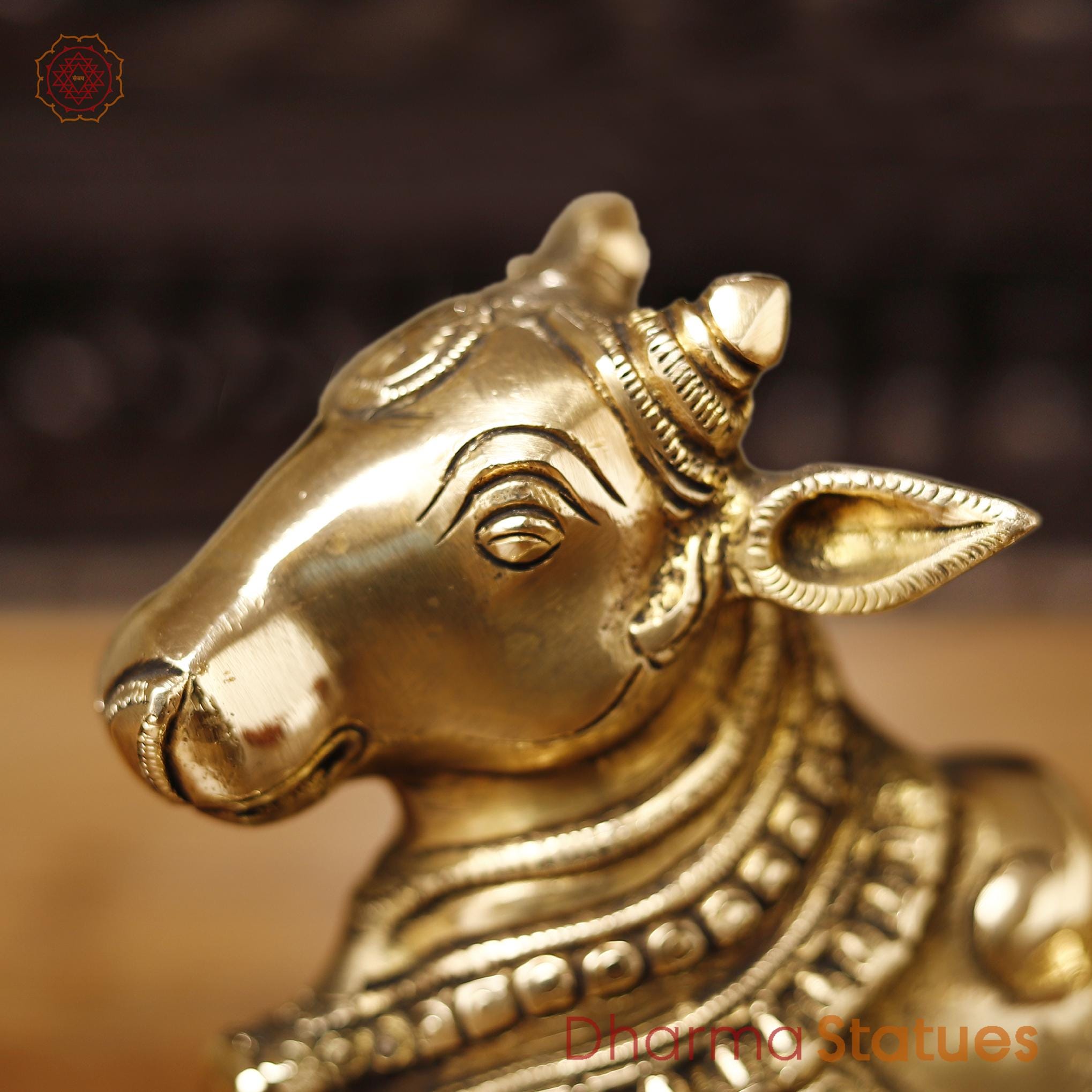 Brass Nandi Bull (vehicle of Lord Shiva)-seating Position - Gold Finish ...