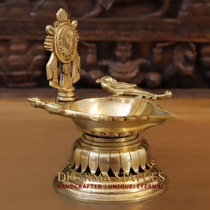 Brass Lotus Shankhya Chakra Vishnu Lamps (set of 3) Oil Lamps (diyas ...