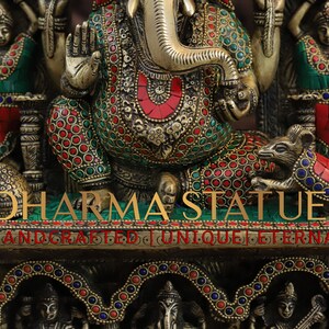 Brass Veda Ganesha With Surya Chakra-indra & Vayu Deva Showering on the ...