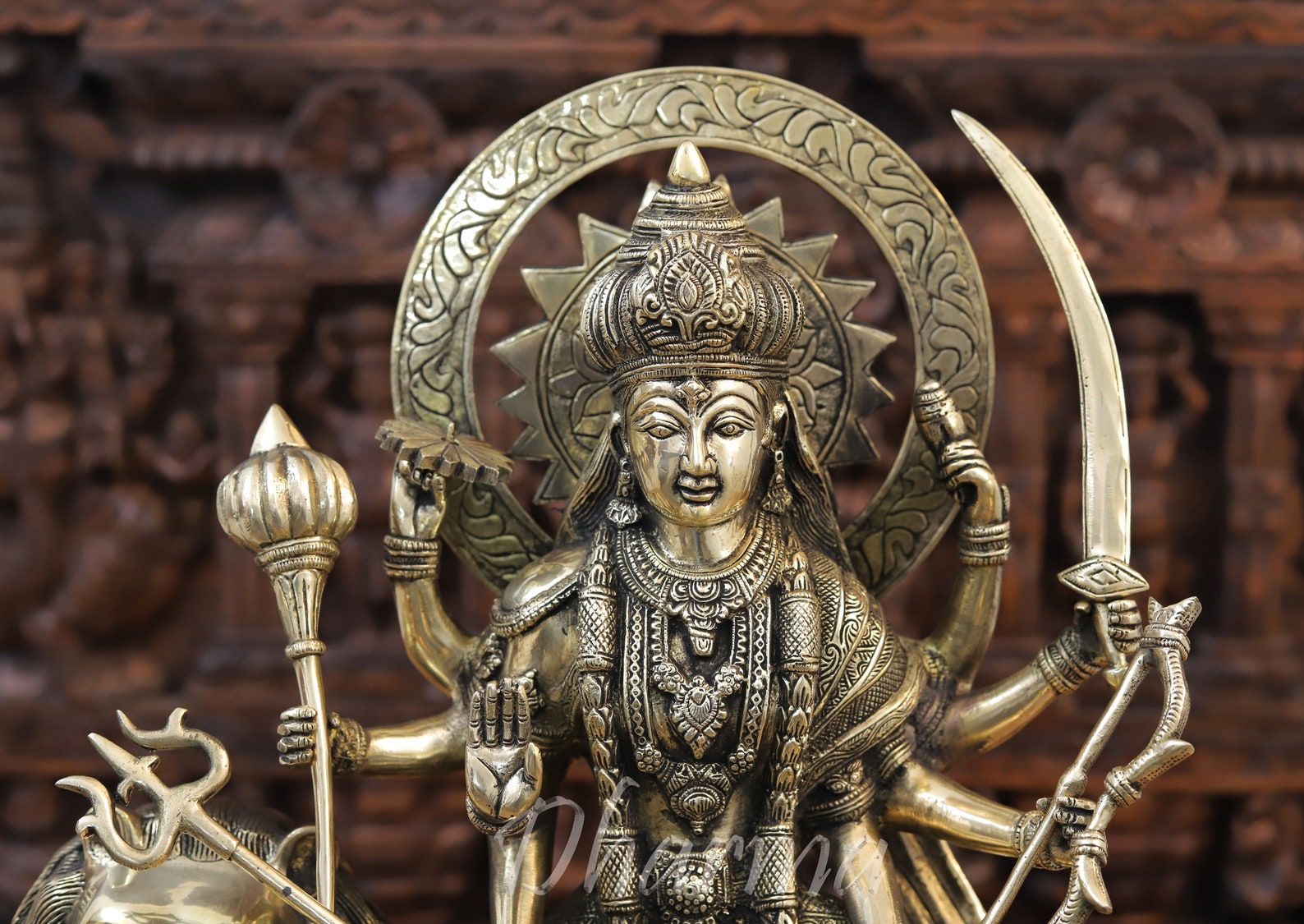 Brass Anantara Shera Maa Lion Goddess on a Growling Lion in | Etsy