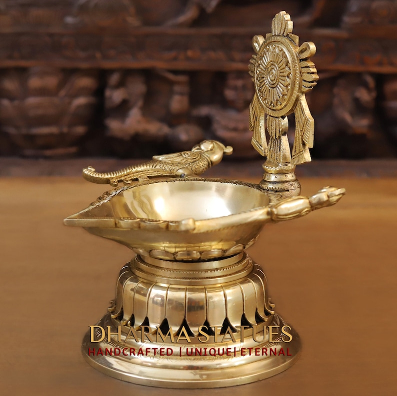 Brass Lotus Shankhya Chakra Vishnu Lamps set of 3 Oil Lamps | Etsy