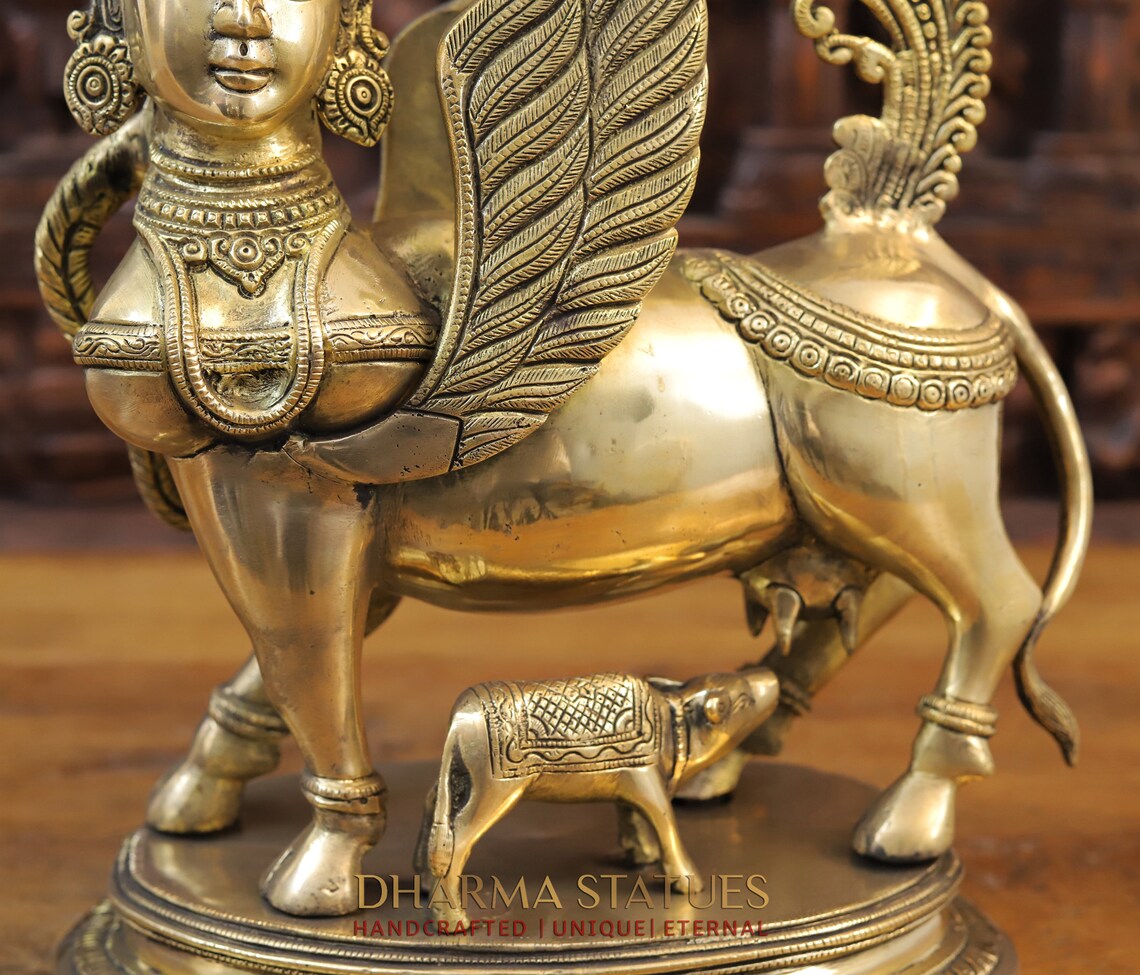 Brass Kamdhenu Cow & Calf goddess Surabhi Revered for Success - Etsy