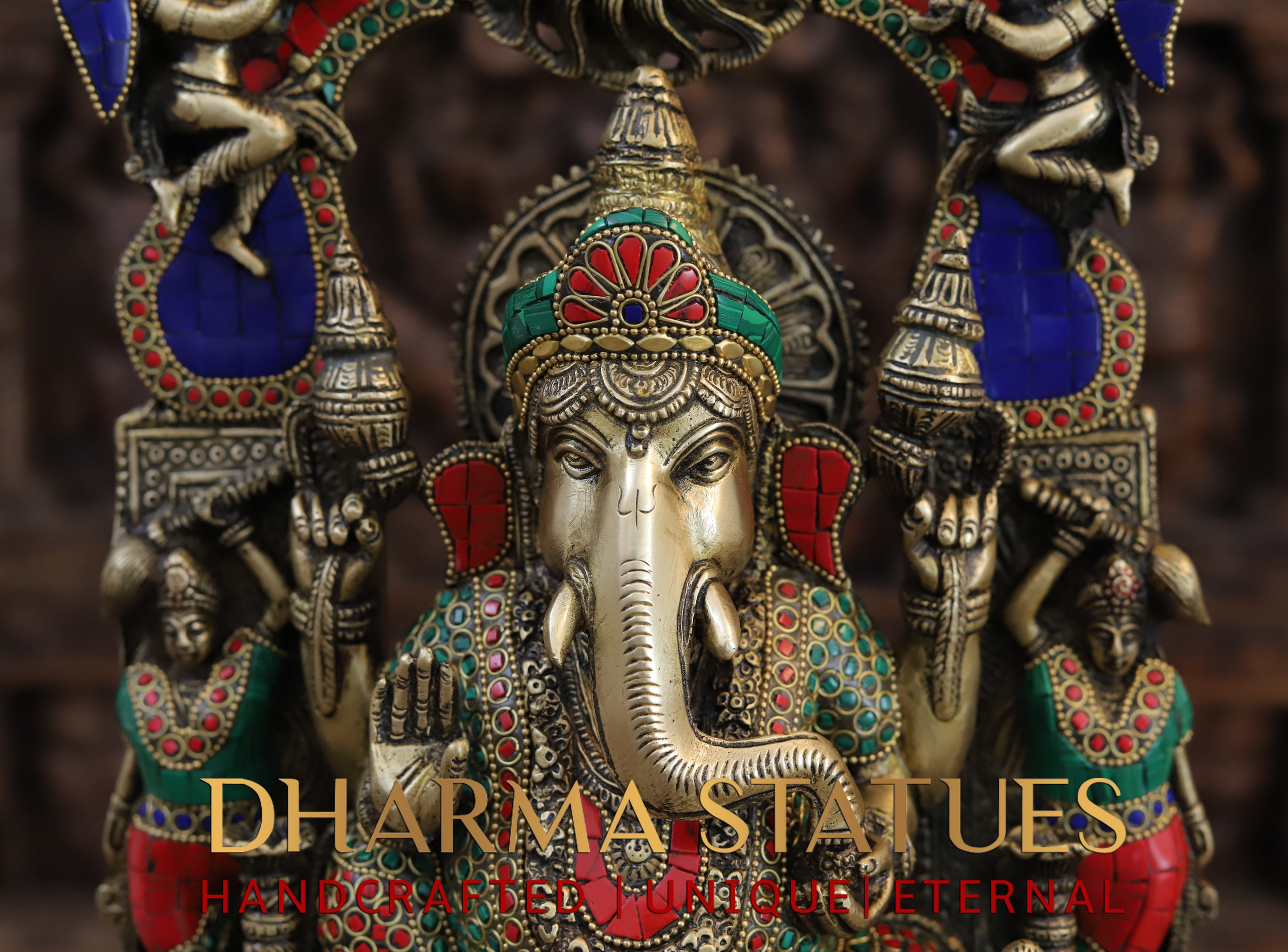 Brass Veda Ganesha with Surya Chakra-Indra & Vayu Deva | Etsy