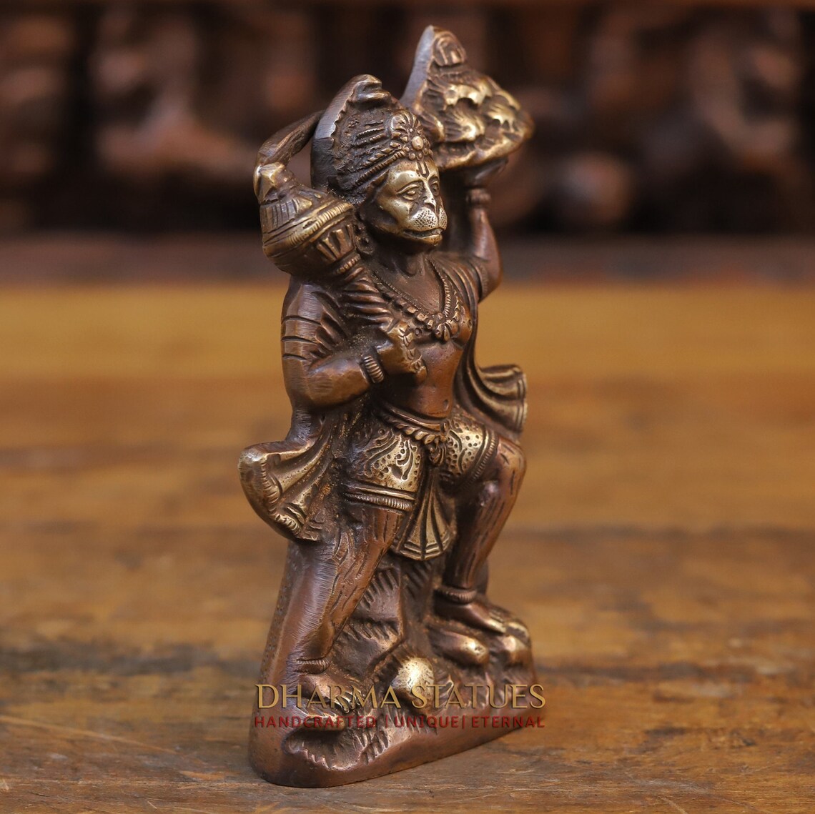Brass Sanjeevani Hanumanta (lord Hanuman) in Copper and Golden Finish ...