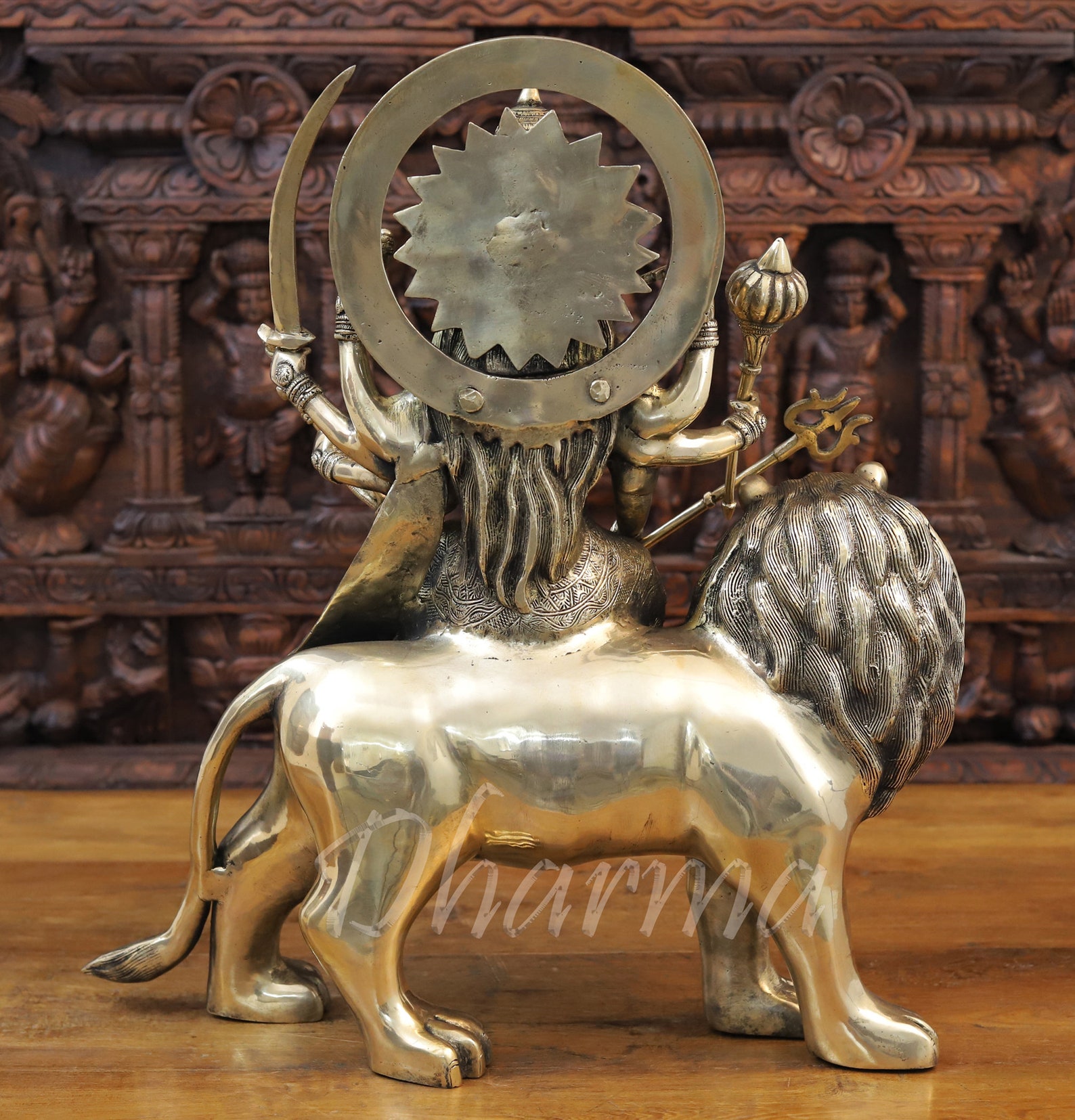 Brass Anantara Shera Maa Lion Goddess on a Growling Lion in | Etsy