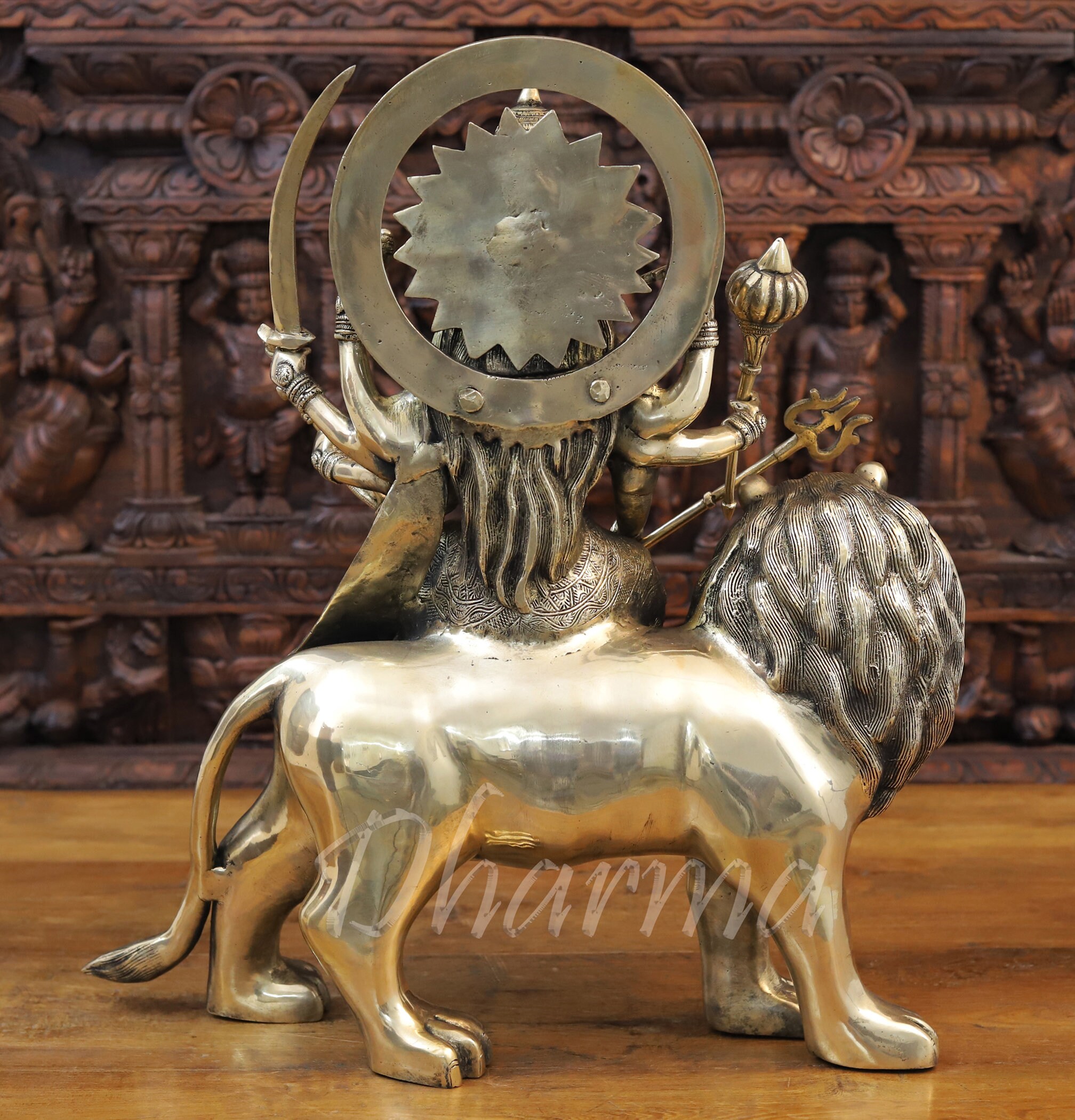 Brass Anantara Shera Maa Lion Goddess on a Growling Lion in | Etsy