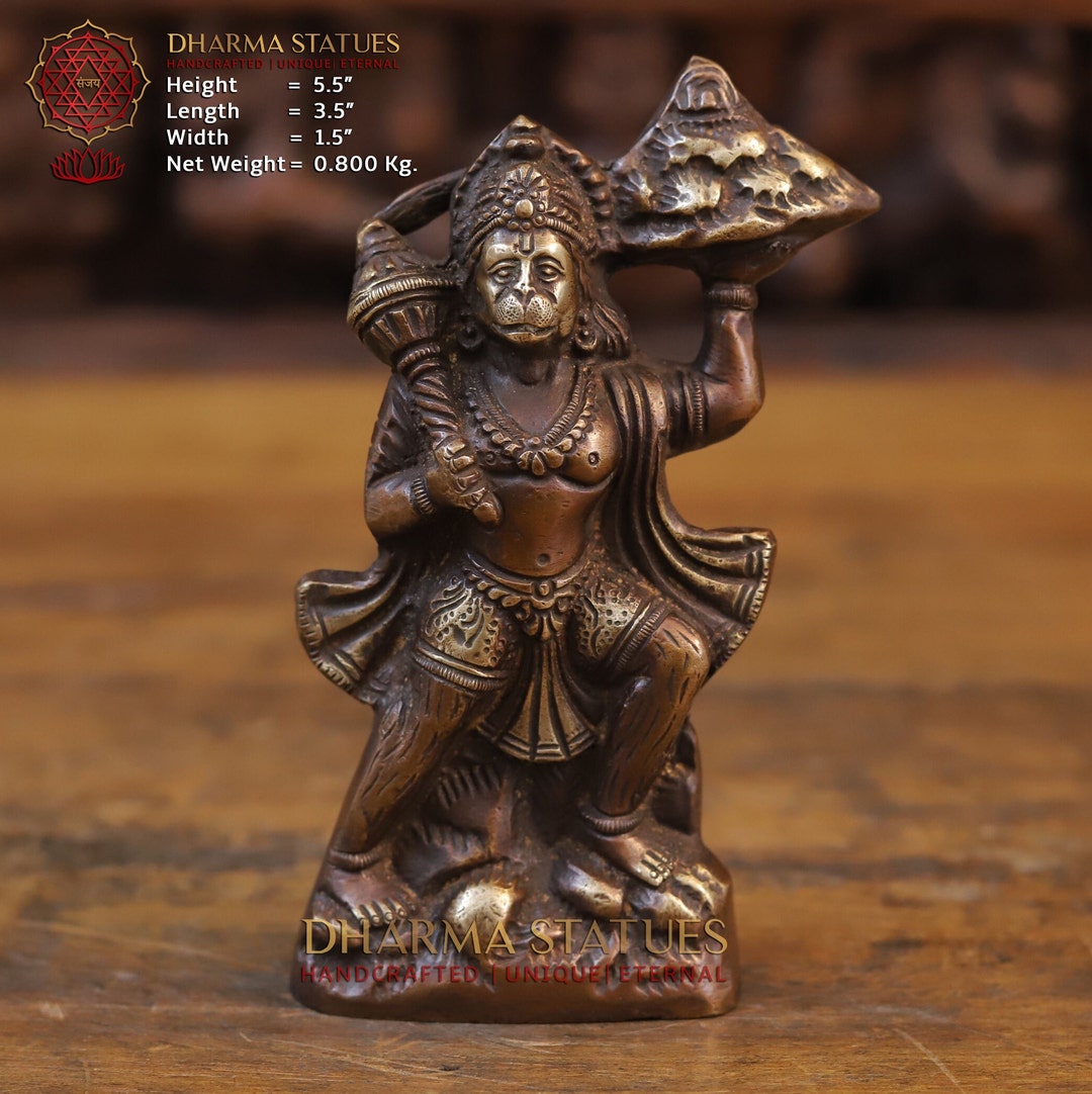 Brass Sanjeevani Hanumanta (lord Hanuman) in Copper and Golden Finish ...