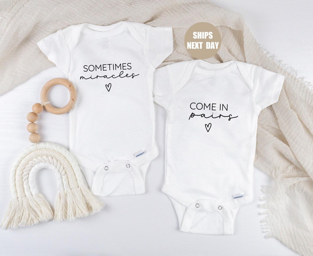 Cute Twin Onesie® Sometimes Miracles Come in Pairs Onesies Custom ...