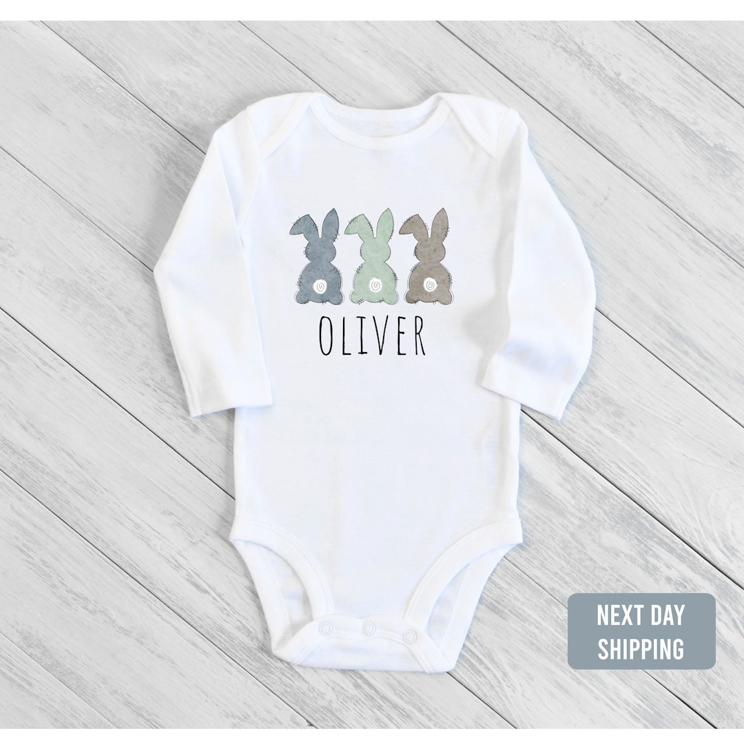 Easter Baby Onesie®custom Name Easter Bunny Long Sleeve Onesie®babys ...