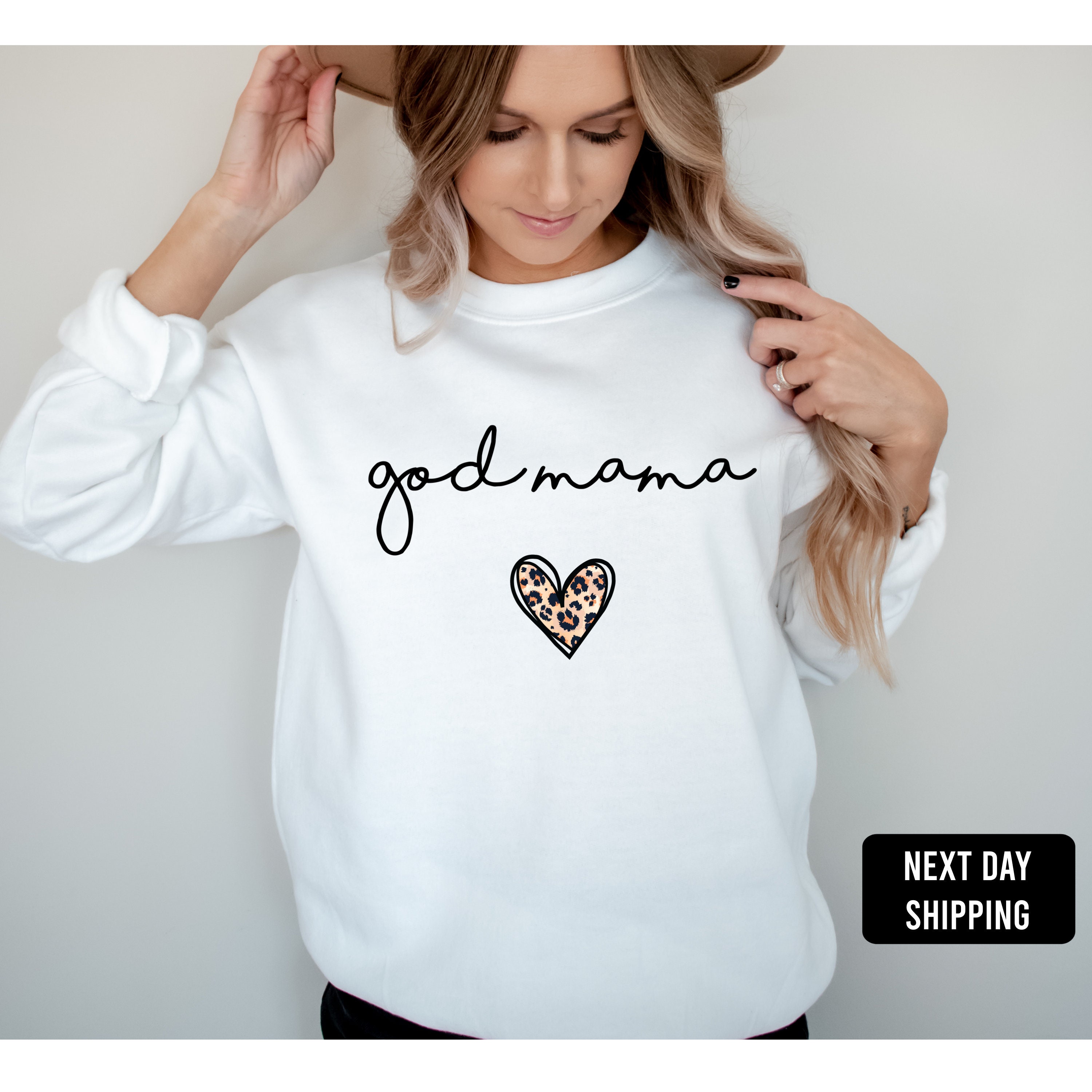 God Mama Sweatshirt-godmama Leopard Heart Sweatshirt-leopard - Etsy