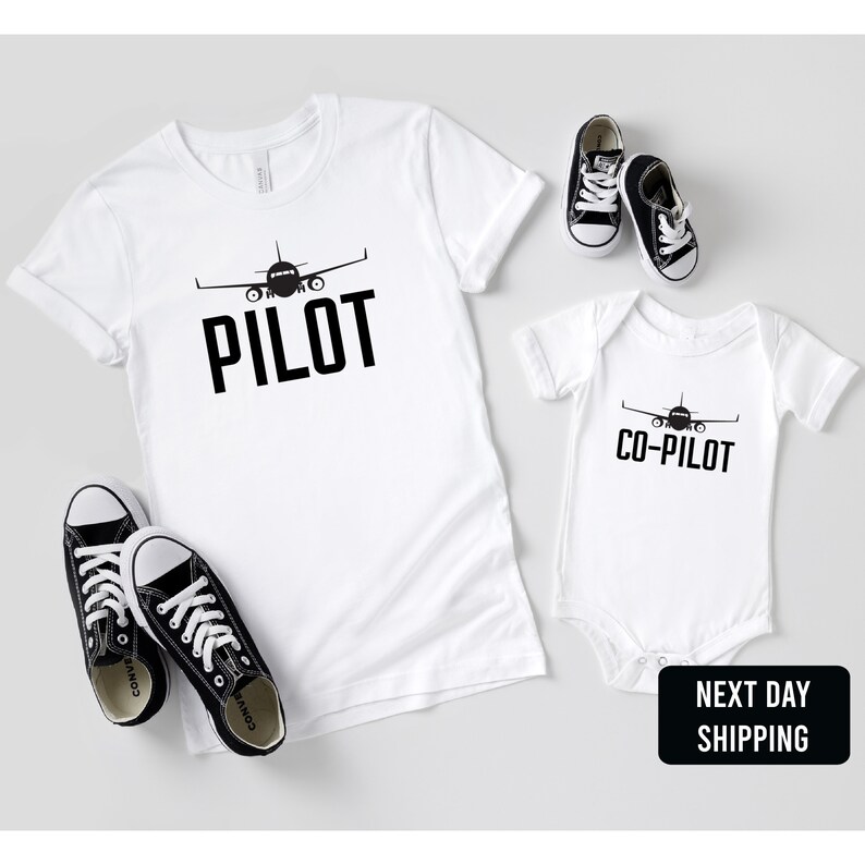 Daddy and Son Matching Set-pilot and Co-pilot T-shirt and Baby ONESIES ...